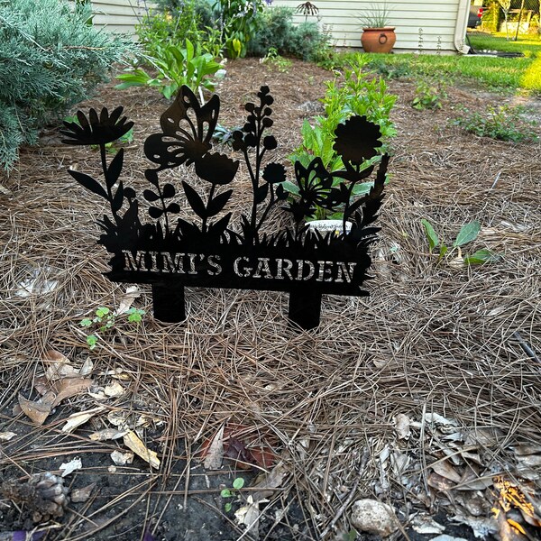 Personalized Garden Metal Sign With Stakes, Flower Decor - Etsy