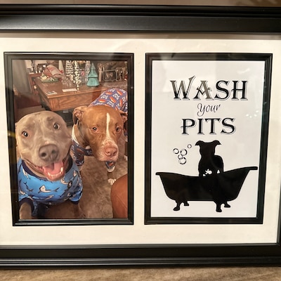 Pit Bull Art Print, Bathroom Art, Pitbull Dog Art, Pit Bull Decor ...
