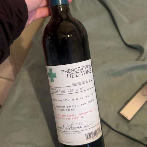 Personalised Prescription Wine Bottle Label - Red White Rose Mulled ...