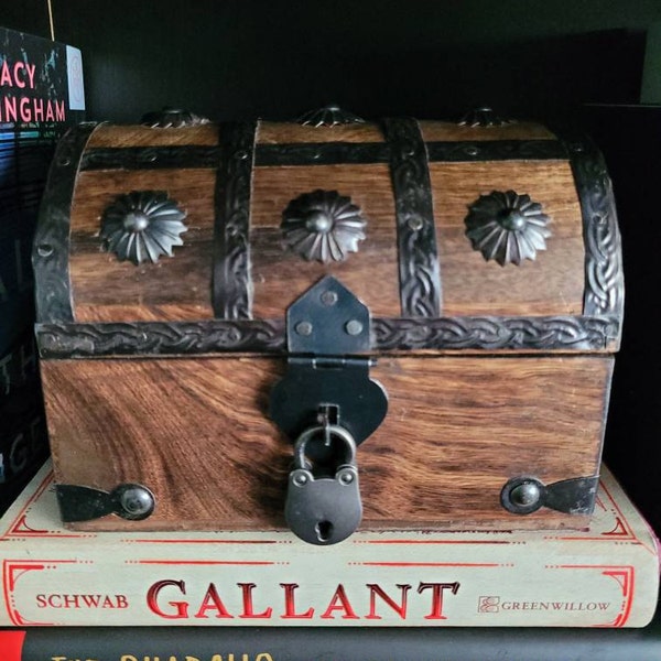 Nautical Cove Pirate Treasure Wood Chest Includes Faux Leather Treasure ...