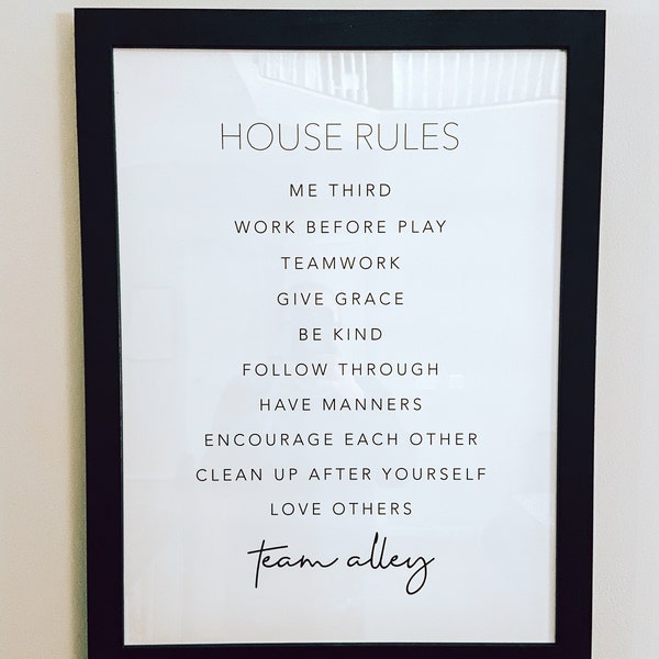 Personalized Family Rules in This House Art Print, Digital Download or ...