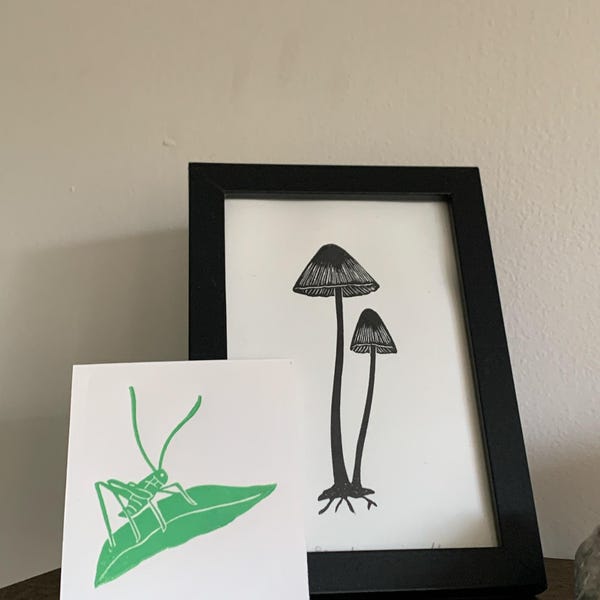 Wren Linocut Print | Original Botanical Wren Linocut | Handprinted Wren ...