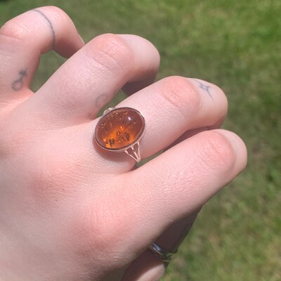 Honey Natural Baltic Amber Ring, Natural Amber Jewelry, Sterling Silver ...