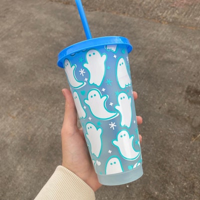 Cute Ghosts Cold Cup No Hole SVG PNG Dxf No Gap Halloween Full Wrap ...