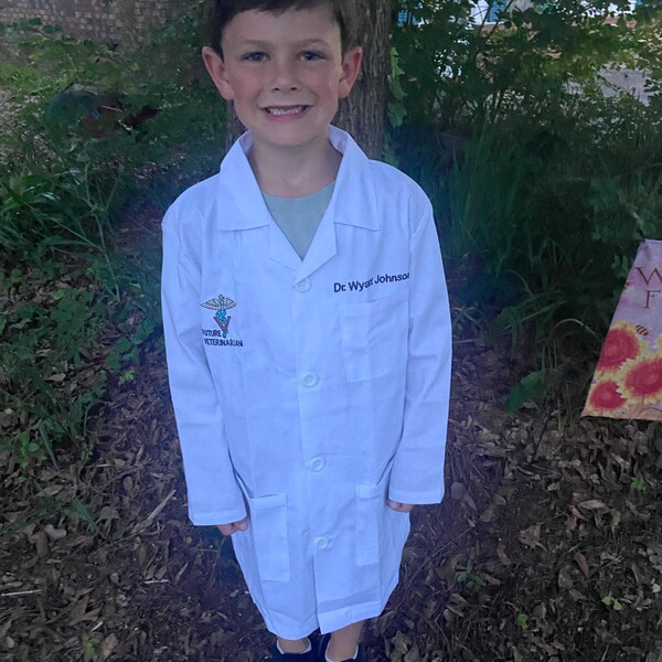 Personalized Kids Dinosaur Lab Coat With Tyrannosaurus Rex Embroidery ...