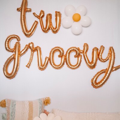 Two Groovy Balloon, Two Groovy Banner, Two Groovy Birthday, Groovy ...