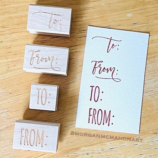 To From Stamp Set, Gift Tag Stamp Set, Christmas Tag Stamp, Gift Rubber ...