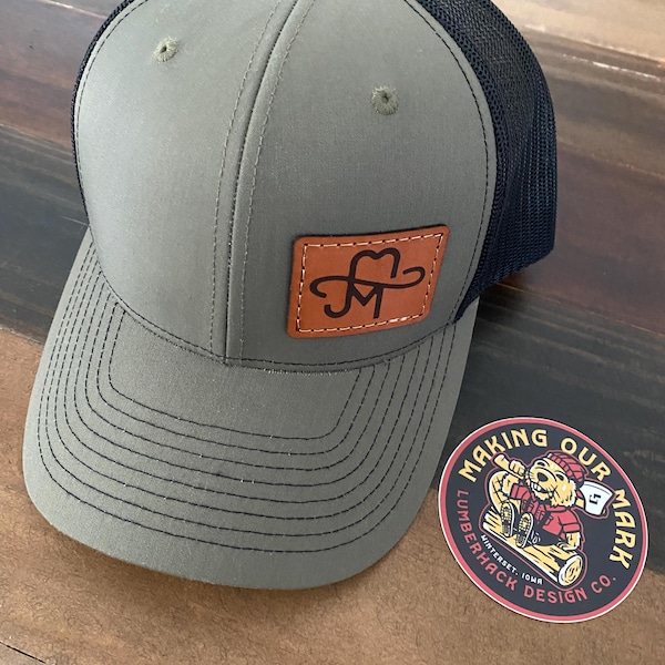 Custom Richardson 112 Laser Engraved Leather Patch Hat- Personalized ...