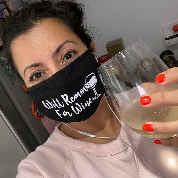 Will Remove for Wine Face Mask, Funny Face Mask, Gift Mask, Reusable ...