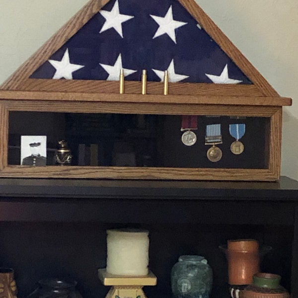Memorial Flag Display Case With Shell Casing Holes and Medals Section ...