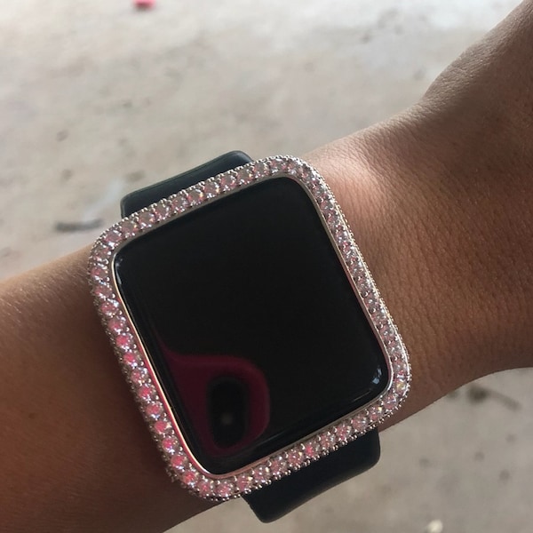 Silver Apple Watch Bezel, Metal Lab Diamond Cover 2.5mm Iwatch Bling ...