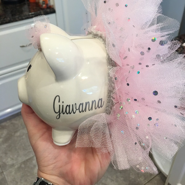 Personalized Light Pink Piggy Bank,pink Tutu,piggy Banks for Girls ...