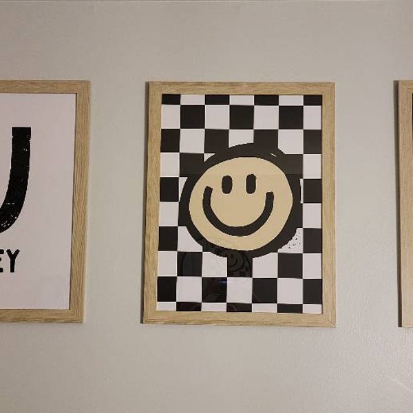 Checkerboard Smile Face Print, Smile Face Checkerboard, Girl Nursery ...