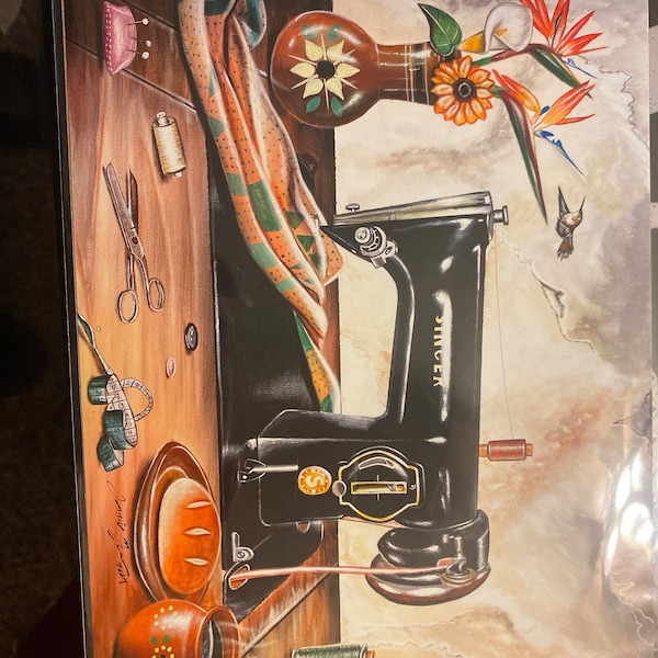 La Maquina De La Abuela Art Print, Sewing Machine, Mexican Art, Mexican ...