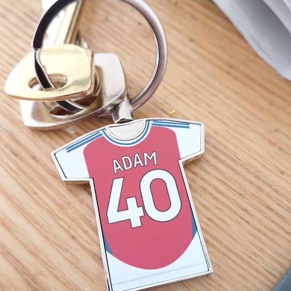 Personalised Football Shirt Keyring - Man Utd Fan Keyring, 25/26 and ...