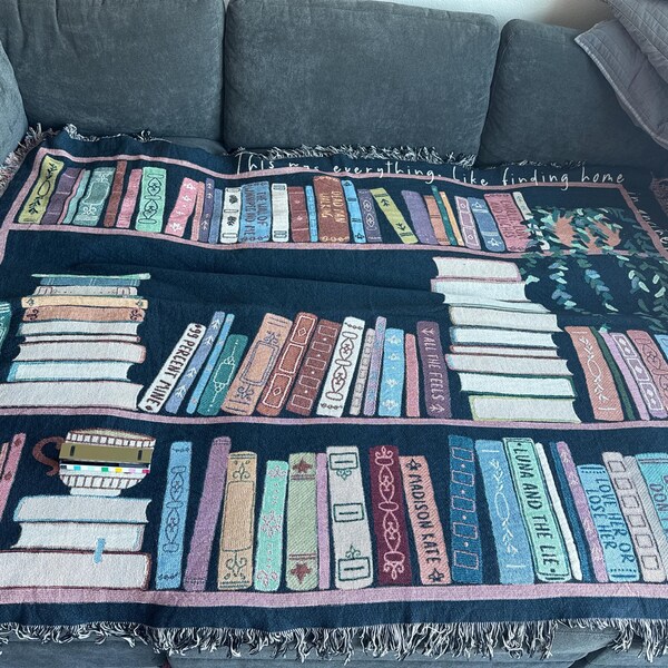 Book Lover Throw Blanket Bookish Woven Tapestry Personalized Gift for ...