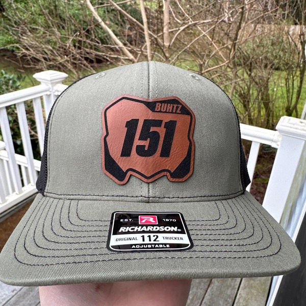 Custom Motocross Hat, Number Plate Leatherette Patch Cap - Etsy