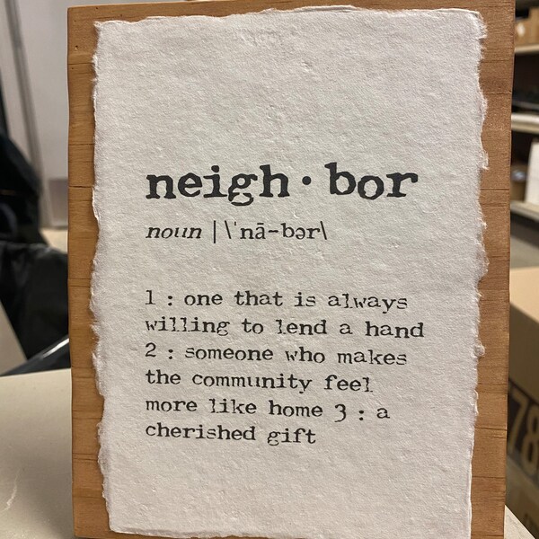 Neighbor Definition Print in Typewriter Font on 5x7, 8x10, 11x14 ...