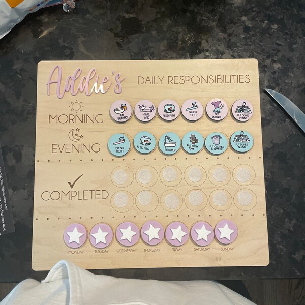 Chore Chart With Pictures for Kids, Personalized Daily Routine Chart ...