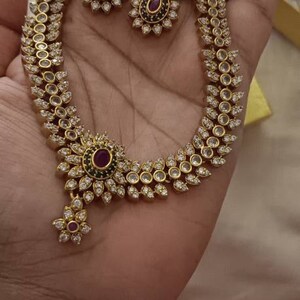 Jadau Necklace Red Green Jadau Kundan Gold Finish/mango Mala Haram 28 Inches /mint Green Beads ...