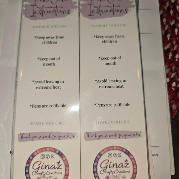 Printed Beaded Pen Care Card, Epoxy Pen Card, Glitter Pen Care Card ...