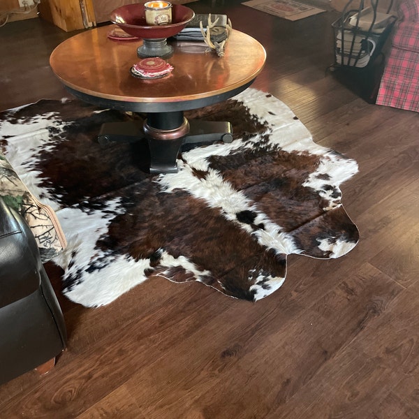 Tricolor Cowhide, Speckled Longhorn Cowhide Rug, Brown and White Hide ...