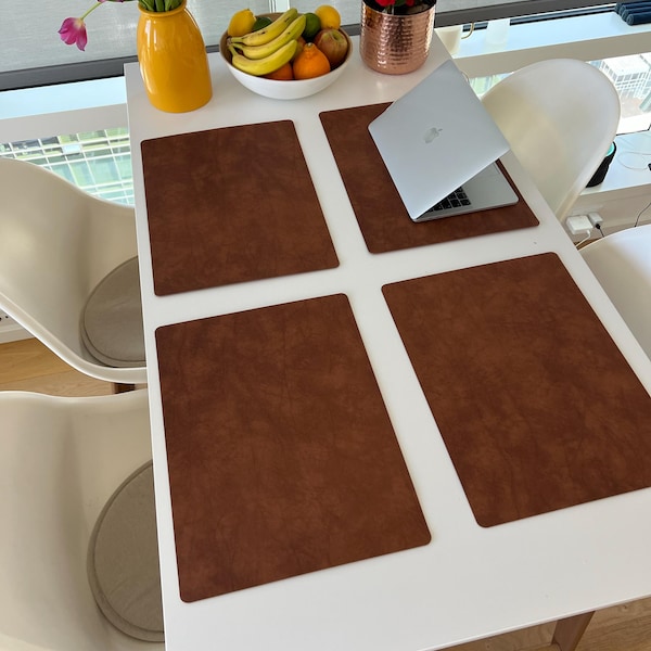 Genuine Italian Leather Desk Mat • Personalized Gift • Custom Sizes ...