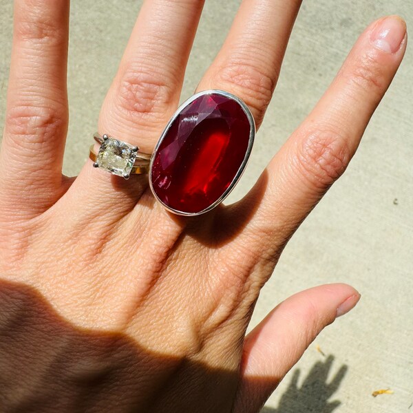 8 Carat Natural Ruby Sterling Silver 925 Handmade Ring, Real High Quality Ruby Ring, Burma Ruby ...