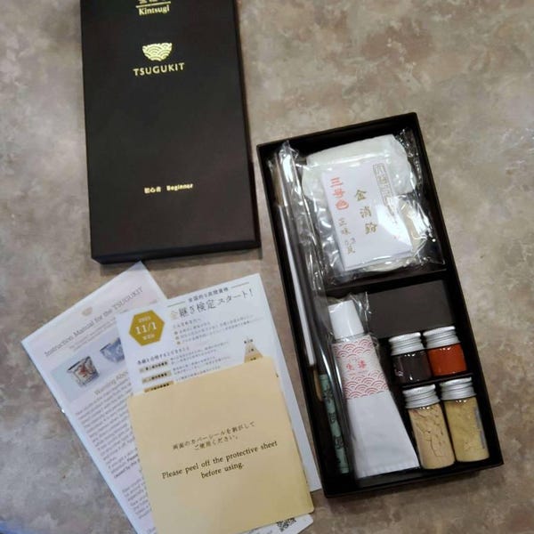 Kintsugi Repair Kit Traditional 23K Gold 0.3g & Silver 0.5g - Food Safe ...