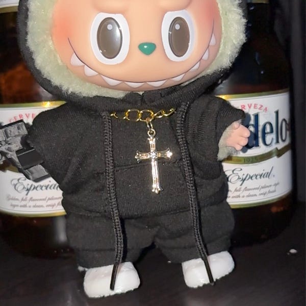 Labubu Flower Charm Necklace on Gold Chain Labubu Gold Chain - Etsy