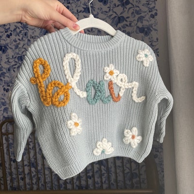 Custom Name Sweater With Design, Daisy Name Sweater, Custom Toddler ...