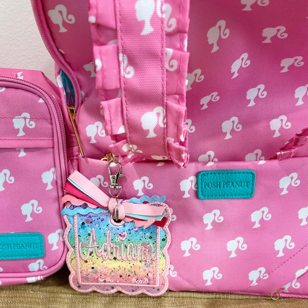 Personalize Fabric Bag Tag | Embroidered Glitter Name Shaker | Back to ...