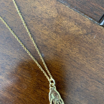 Gold Palm Reading Hand Necklace Antique Gold Pewter Palm Reading Hand ...
