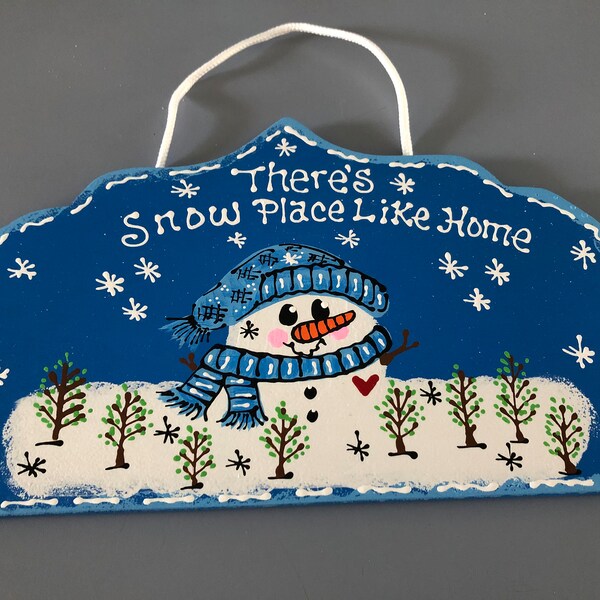 There's Snow Place Like Home SNOWMAN SIGN Wall Door Hanger Plaque ...