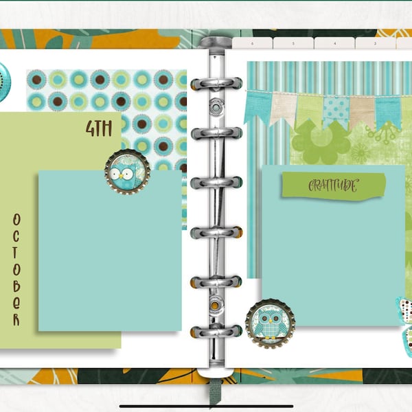 Owls Scrapbook Kit, Friendship Scrapbook, Digital Boho Owls, Turquoise ...