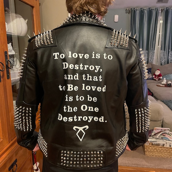 Men's Spiked Punk Jacket, Shoulder Epaulets Jacket, Handmade Black ...