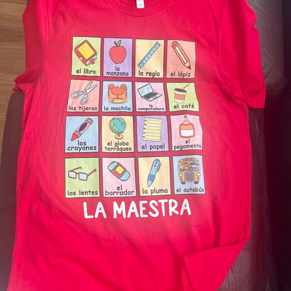 Teacher Shirt Maestra Loteria Maestra Shirt Dual Language Crew