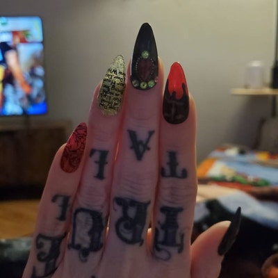 Mothman Nails Mothman Nail Art Moth Man Nails Cryptid - Etsy