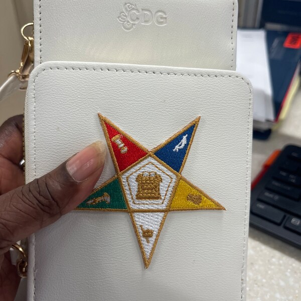 Order of the Eastern Star White Crossbody Cellphone Purse, OES Pentagon ...