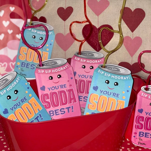 Soda Kids Valentine, Crazy Straw Kids Valentine, Kids Valentine, School ...