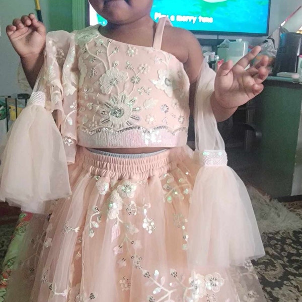 Baby Peach Celebrations Lehenga | Kids Festive Lehenga | Baby Pink ...