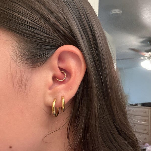 Gold Daith Jewelry Earring, Simple Titanium Minimalist Daith Jewelry ...