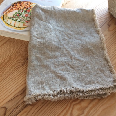 Herringbone Linen Fabric by the Yard or Meter, Washed, Heavy Weight ...