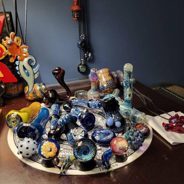 Handmade Contemporary Glass Art Marble .92” Rainbow Spiral Dichro MIB ...