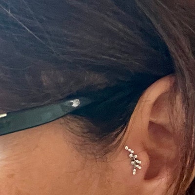 14K Solid Gold Fishbone Tragus Piercing /handmade Flat Back - Etsy