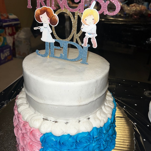 Princess or Jedi Gender Reveal Cake Topper, Star Wars Theme - Etsy