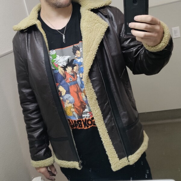 RE 4 Leon Scott Kennedy B3 Bomber Faux Fur Real Cowhide Leather Jacket ...