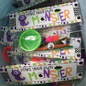 Printable Make Your Own Monster Bag Topper for Monster Halloween Favor ...
