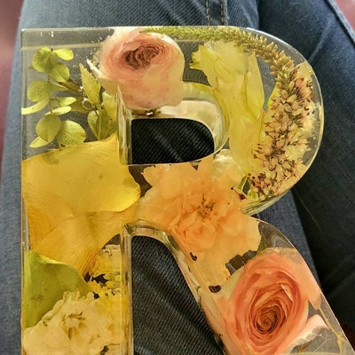 Custom, Resin, Art, 4.5 Letters, Alphabet, Preserved Flowers, Flowers ...