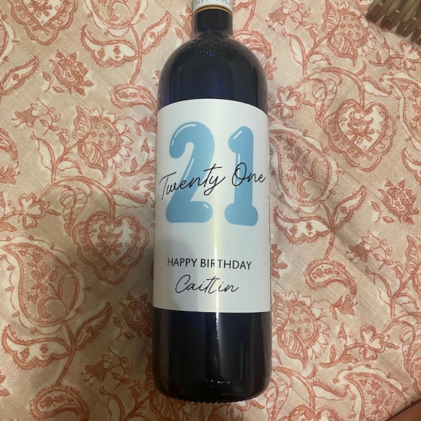 Custom 21st Birthday Wine Label/funny Birthday Gift/happy Twenty One ...